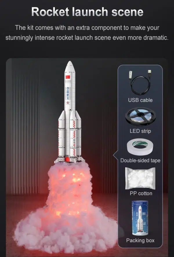 Modulare Rakete aus Klemmbausteinen mit LEDs von CaDA