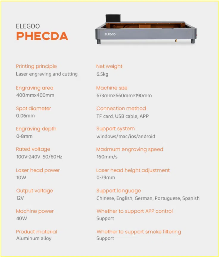 ELEGOO PHECDA Laser Engraver & Cutter für 229,99€