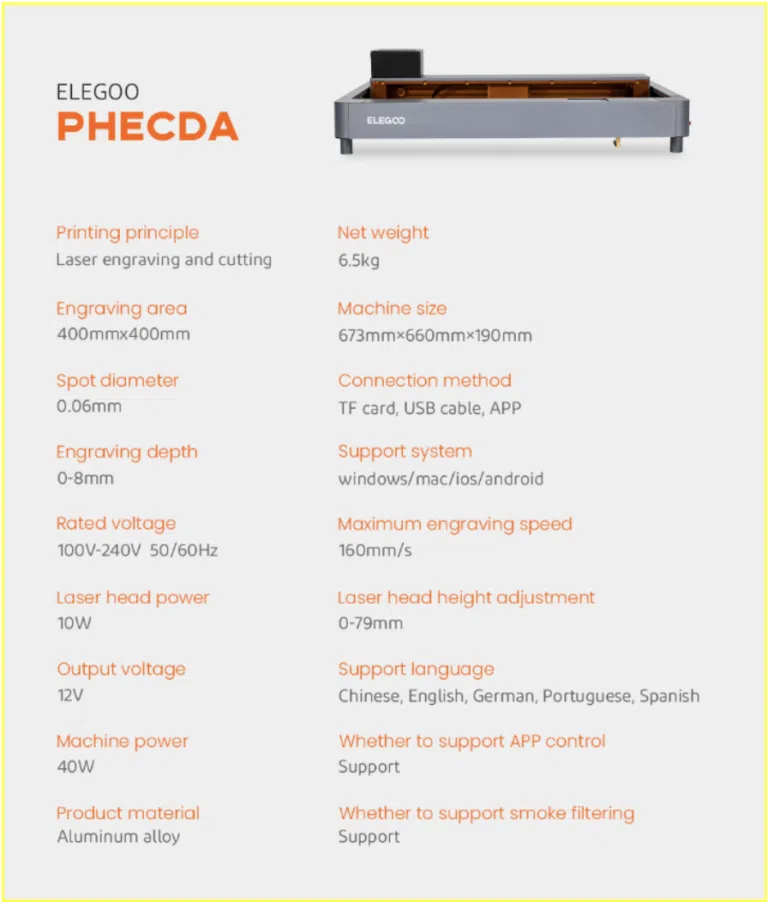ELEGOO PHECDA Laser Engraver & Cutter für 229,99€
