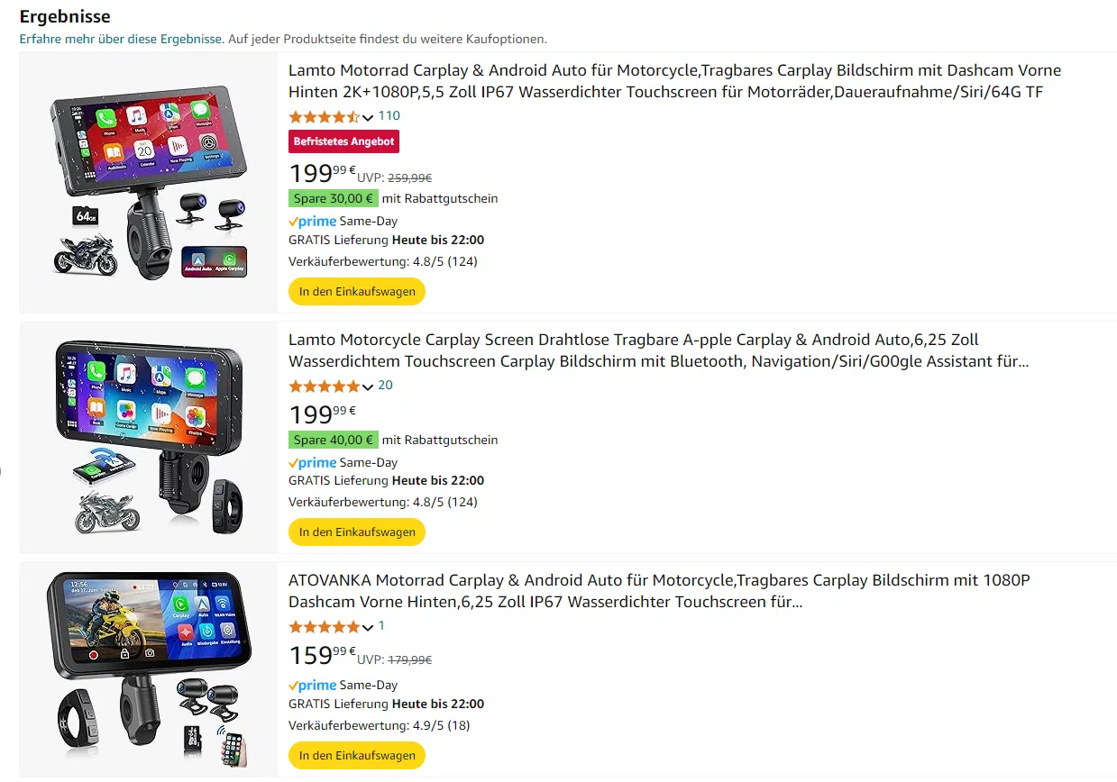 Carplay & Android Auto auf dem Motorrad: So geht's unter 50€