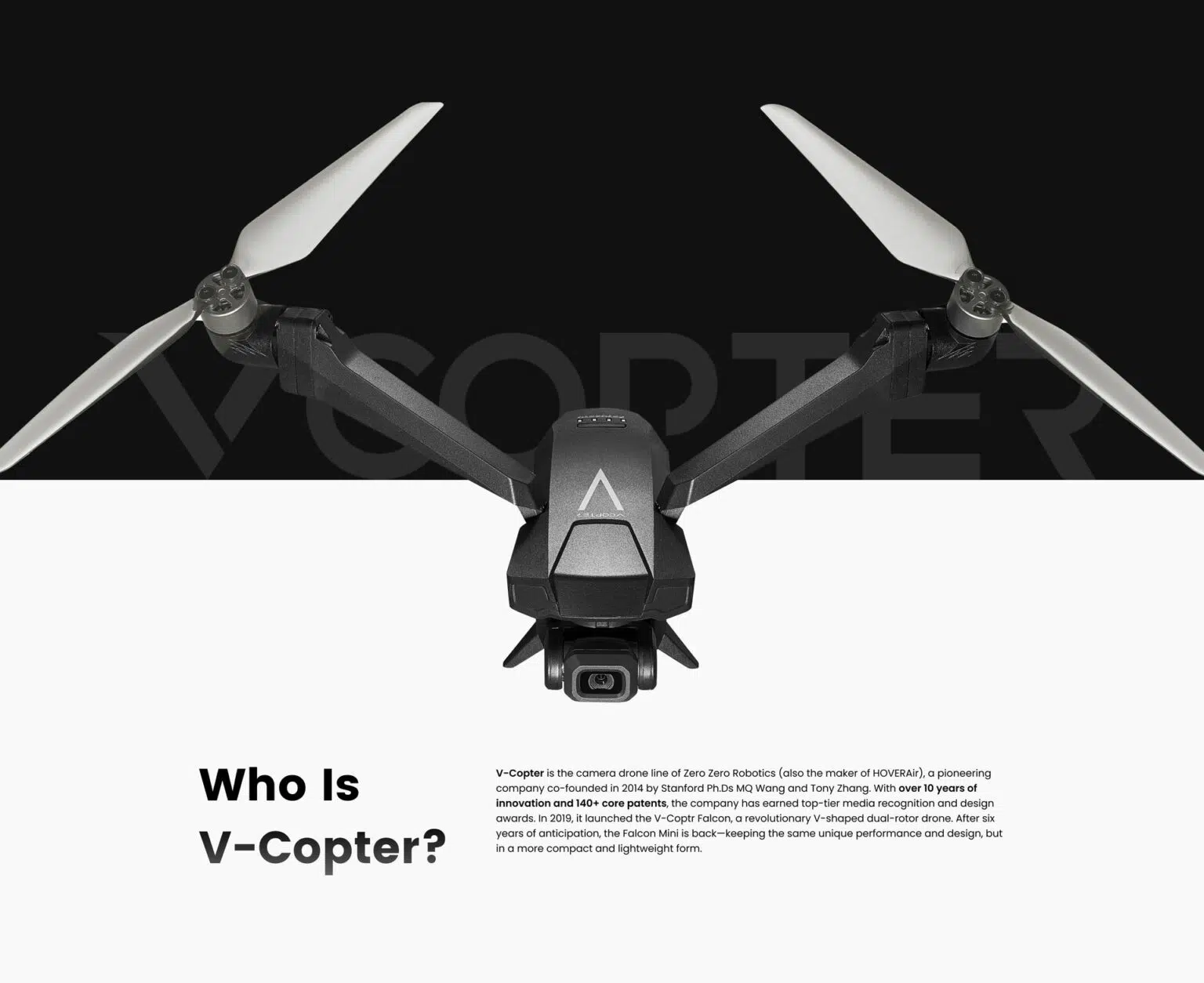 V-Copter Falcon Mini: Diese V-förmige Action-Drohne fliegt kopfüber